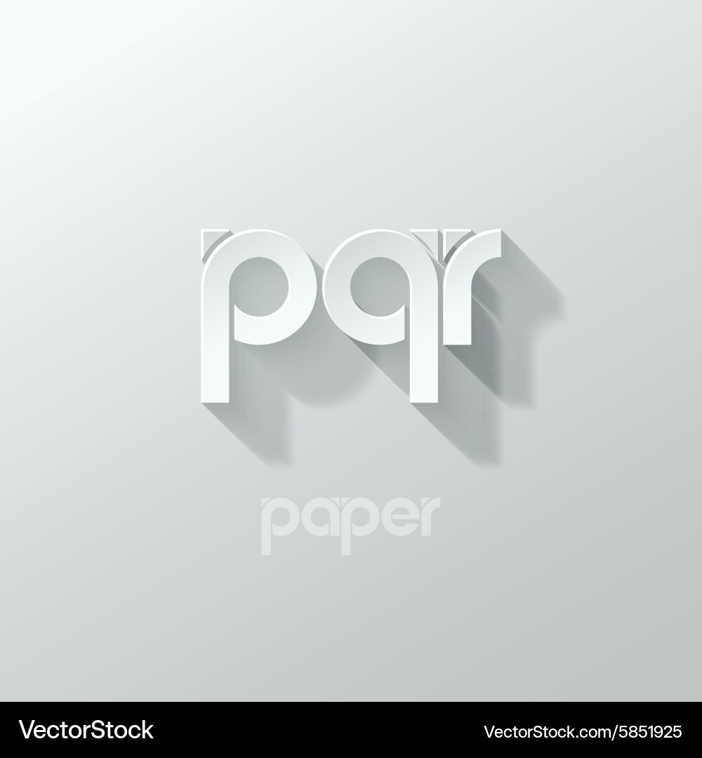 Letter p q r logo alphabet icon paper set Vector Image