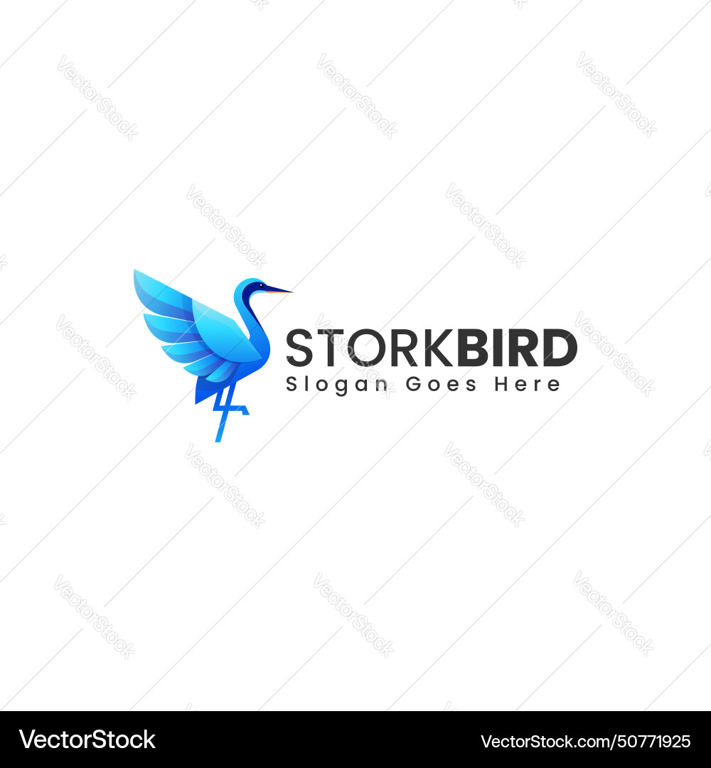 Logo stork gradient colorful style Royalty Free Vector Image