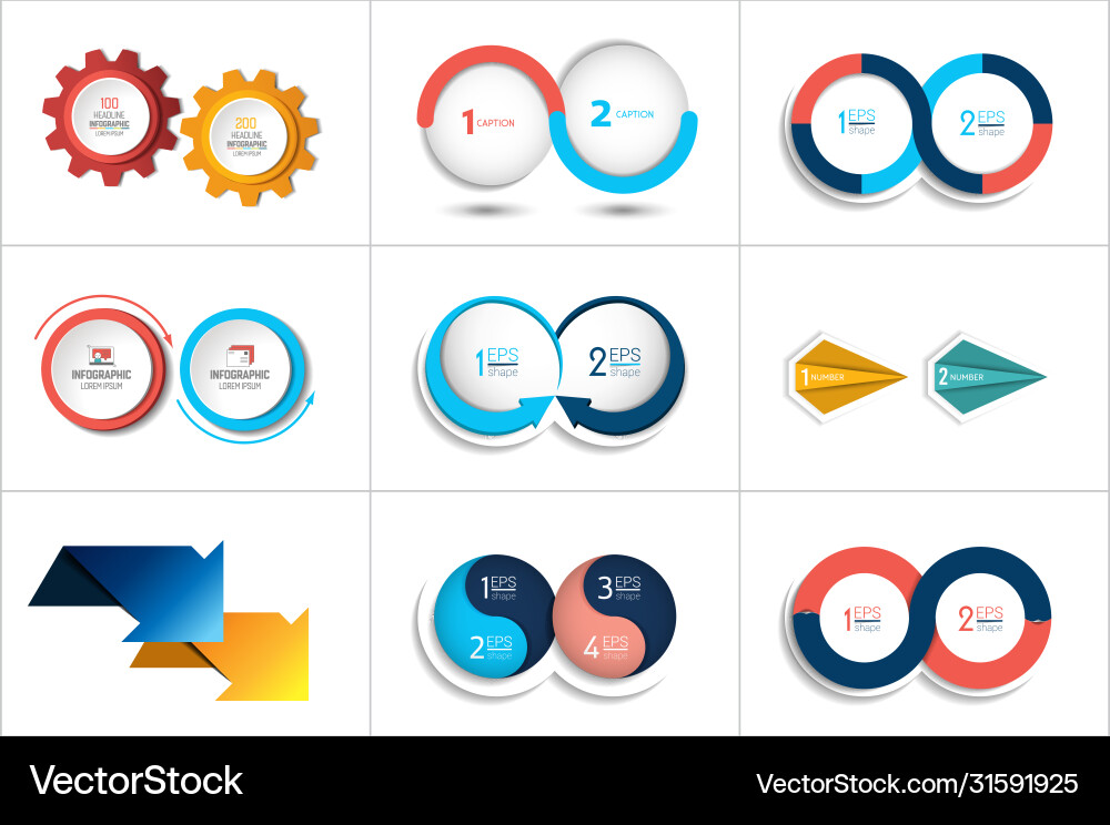 Mega set two elements steps chart diagram Vector Image
