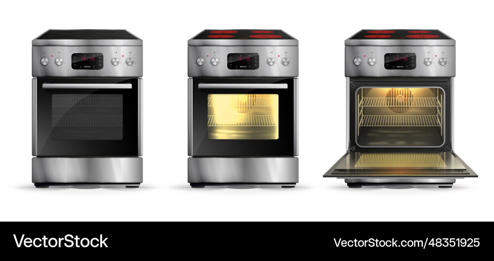 Realistic gas stoves set Royalty Free Vector Image