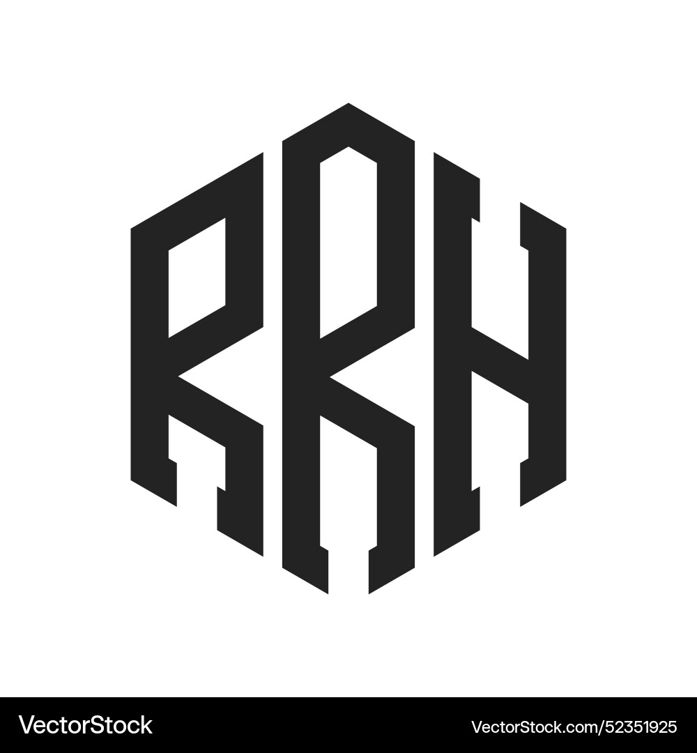 Rrh logo design initial letter monogram Royalty Free Vector