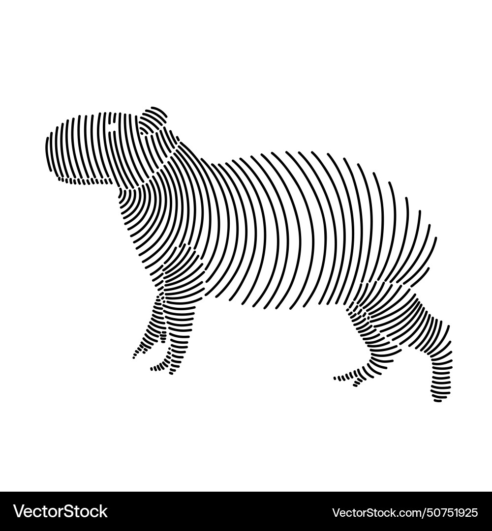 Simple line art of a capybara 2 Royalty Free Vector Image