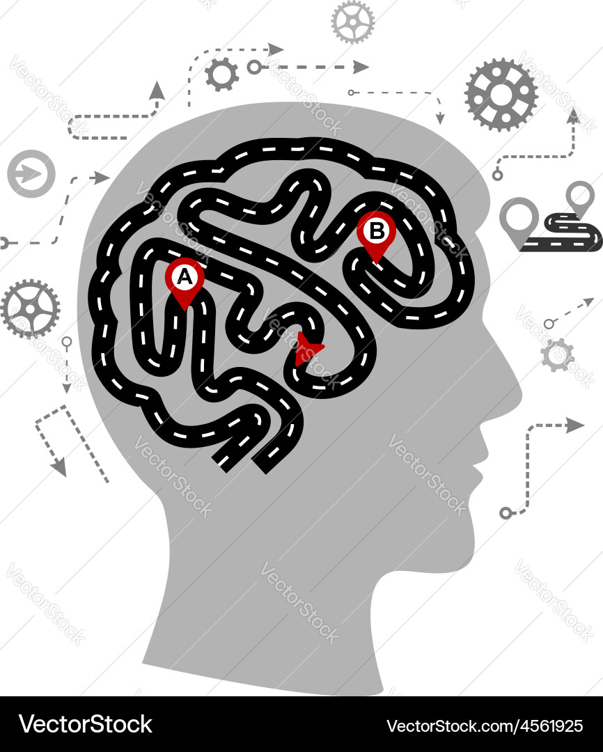 Thought processes of a human brain Royalty Free Vector Image