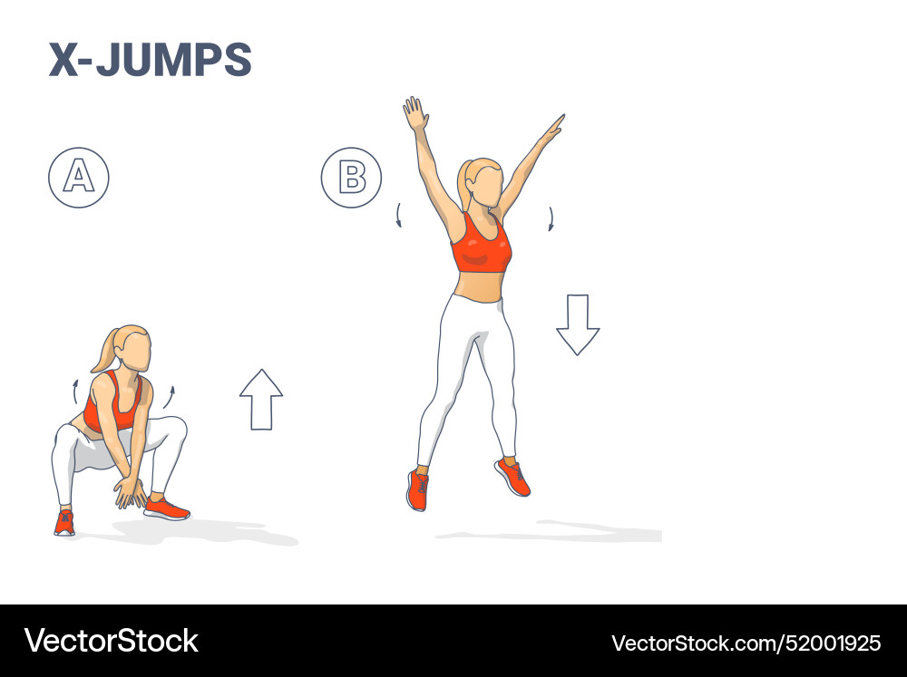 X jumps exercise guide for fitness instructions Vector Image