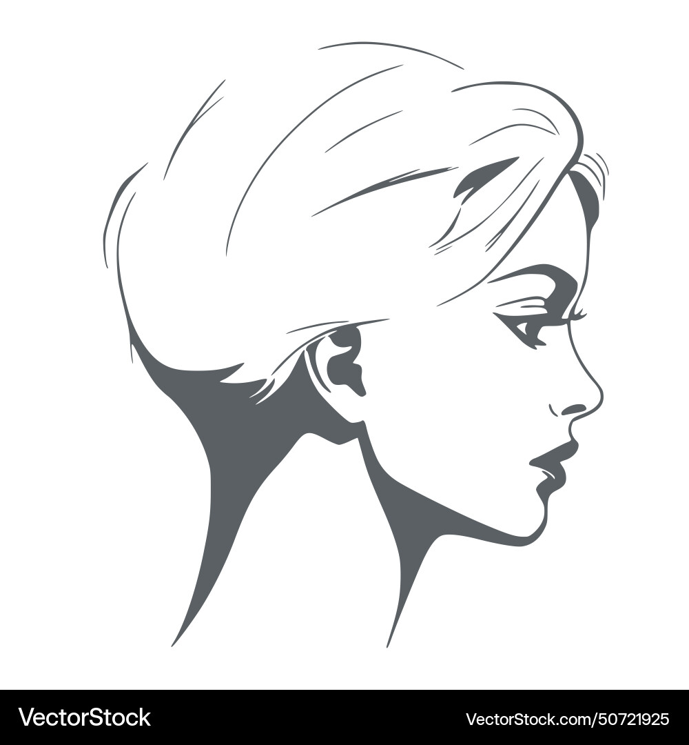 Young woman face side view in low key style Vector Image
