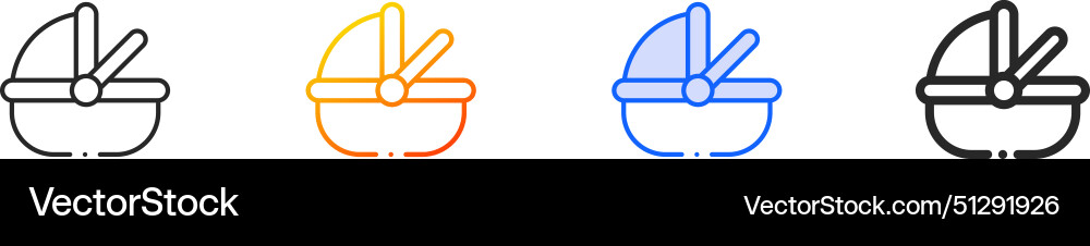 Carrycot iconthin linear gradient blue stroke Vector Image