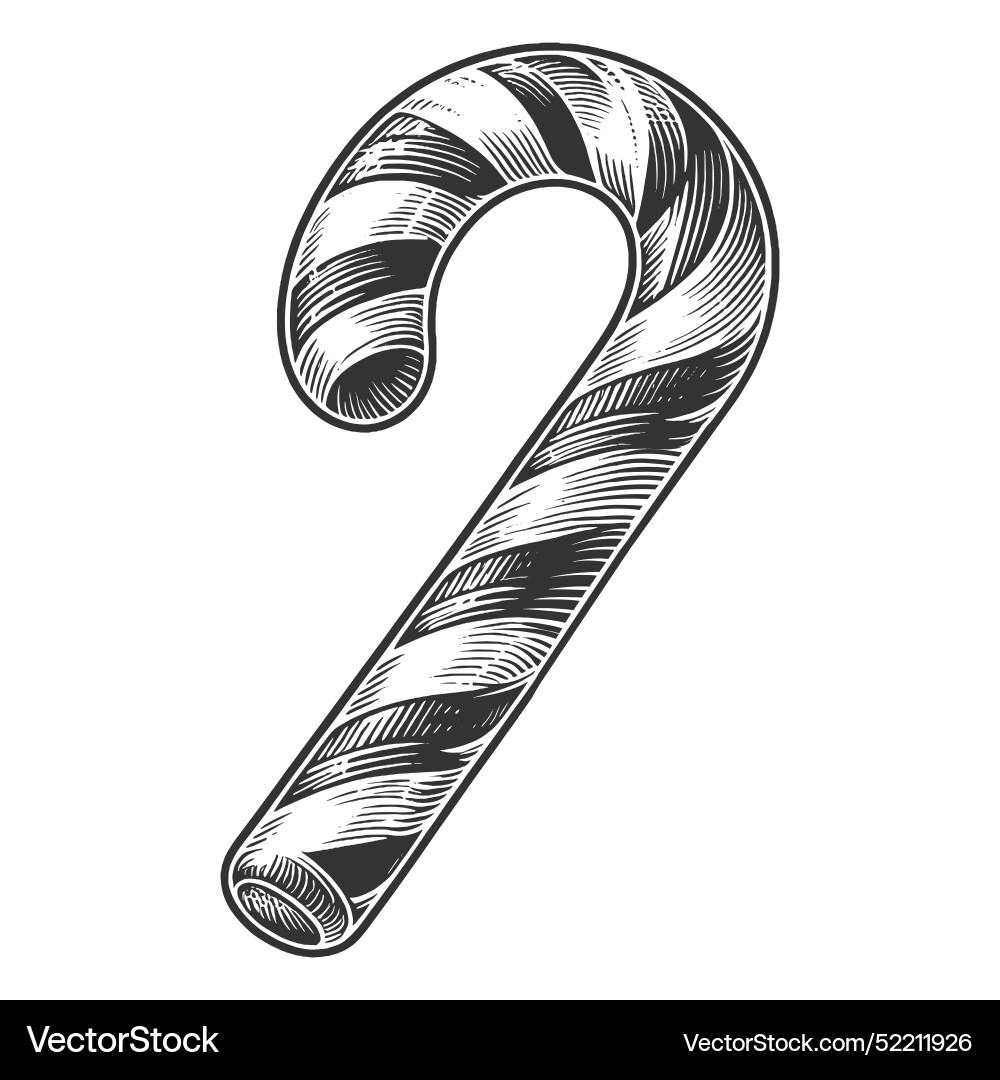 Classic candy cane engraving Royalty Free Vector Image