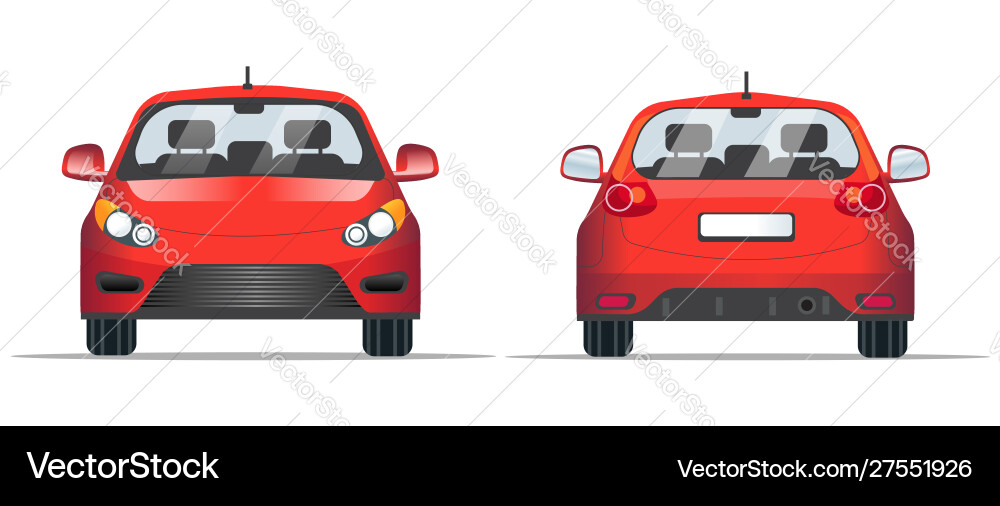 Red car front and back view flat style template Vector Image