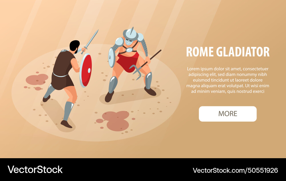 Rome gladiator horizontal banner Royalty Free Vector Image