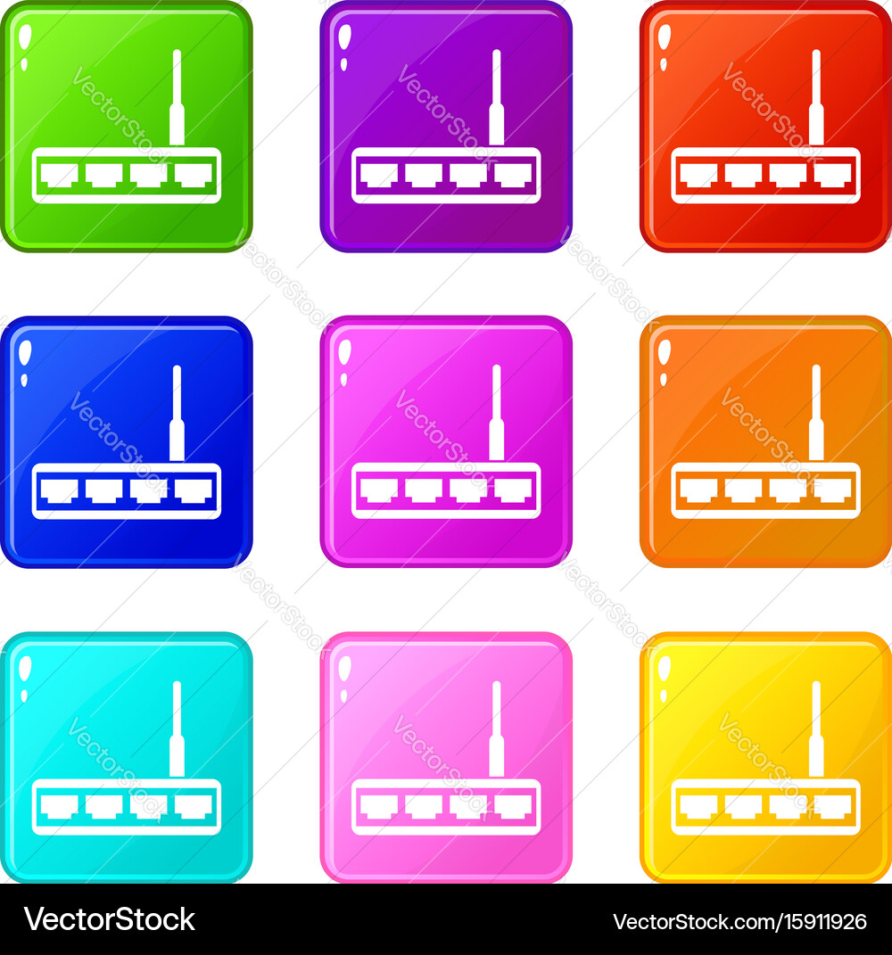 Router icons 9 set Royalty Free Vector Image - VectorStock
