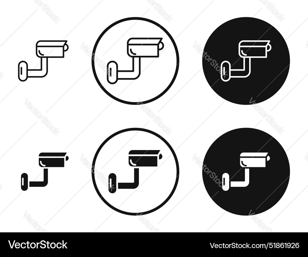 Security camera icon set in black and white Vector Image
