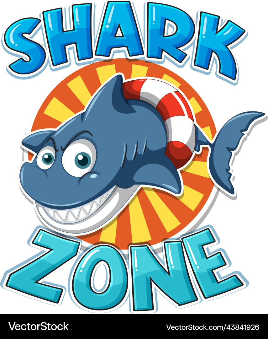 Shark zone icon with cartoon character Royalty Free Vector