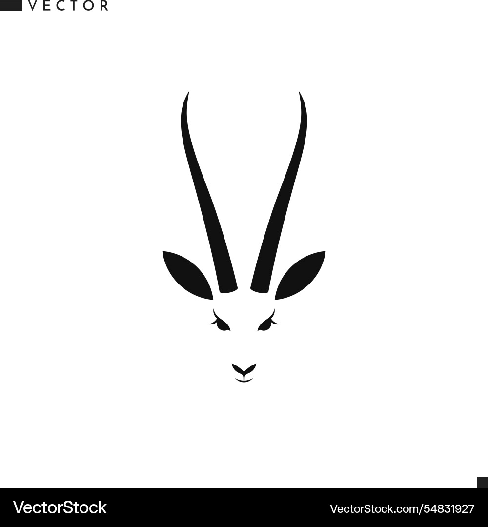 Antelope springbok head with horns Royalty Free Vector Image