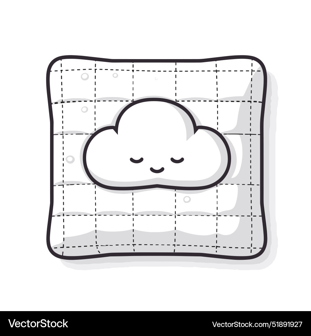 Cute pillow with sleeping cloud cartoon Royalty Free Vector