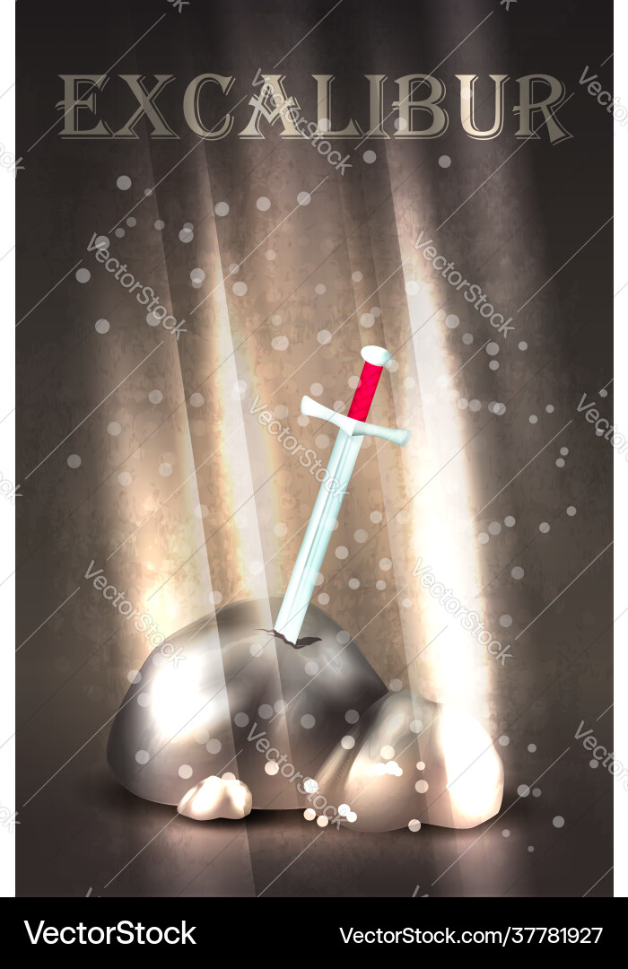 Excalibur sword in stone Royalty Free Vector Image