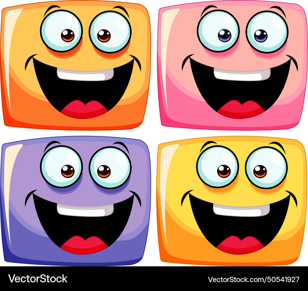 Four vibrant smiling faces Royalty Free Vector Image