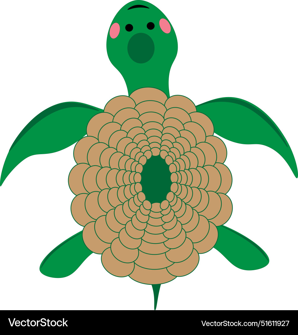 Funny cute green sea turtle with brown shell Vector Image