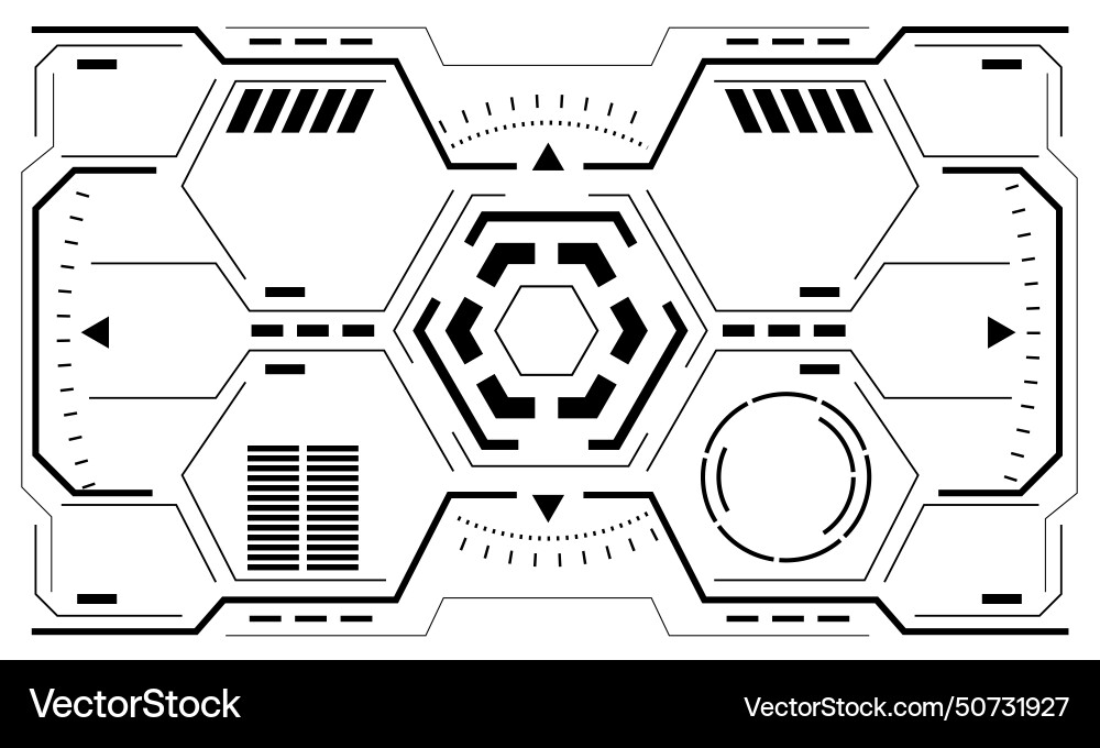 Hud sci-fi interface screen view black hexagon Vector Image