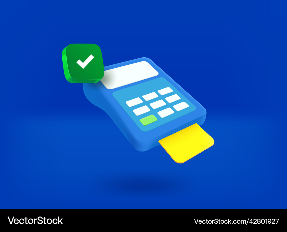 Payment terminal with checkmark pictogram 3d Vector Image