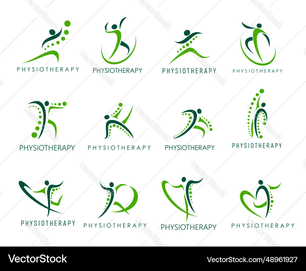 Physiotherapy icons physical therapy and massage Vector Image