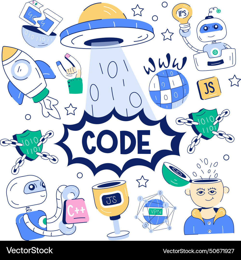 Programming Pattern Depicting Software Coding Web Vector Image