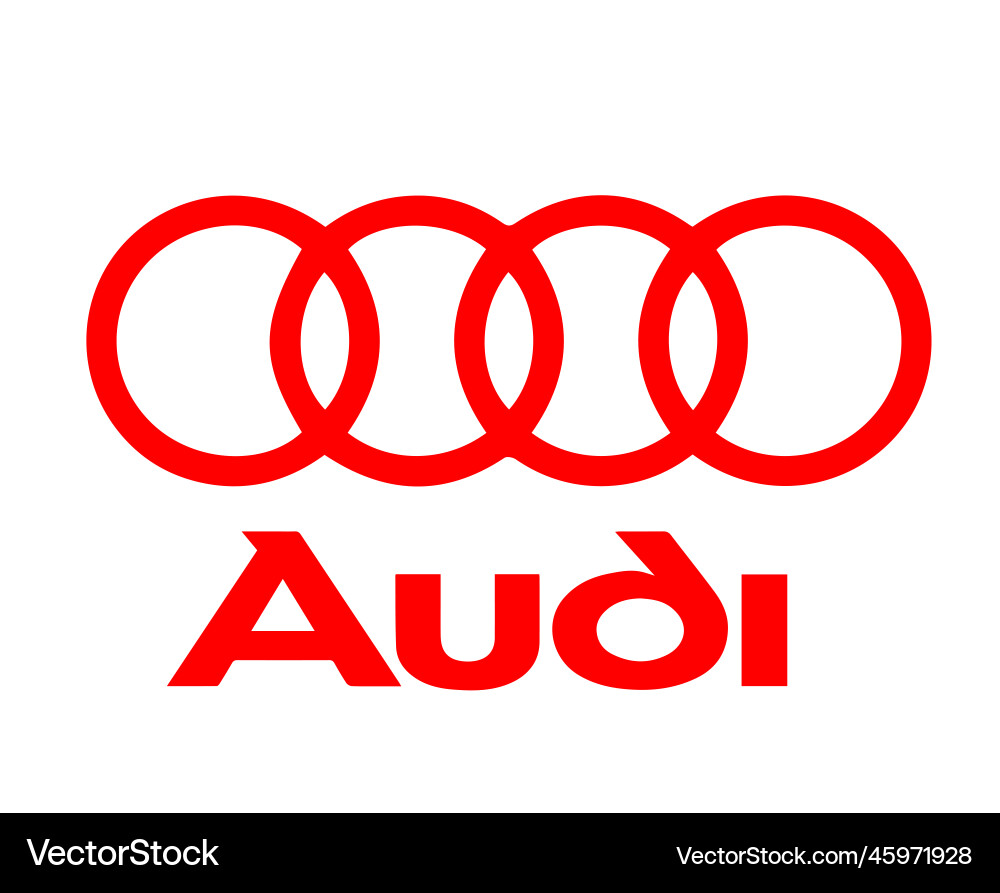 Audi brand symbol logo with name red design Vector Image