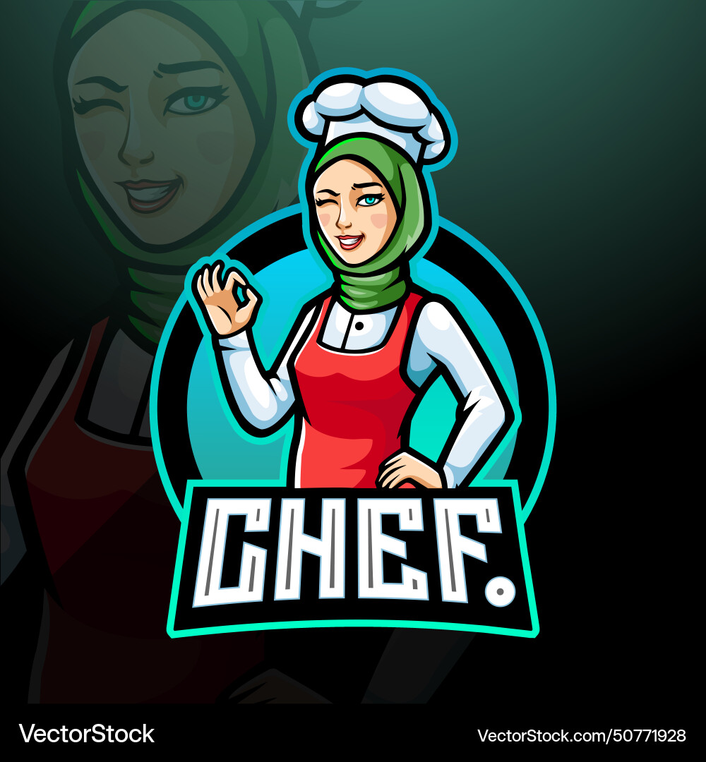 Chef mascot esport logo design Royalty Free Vector Image