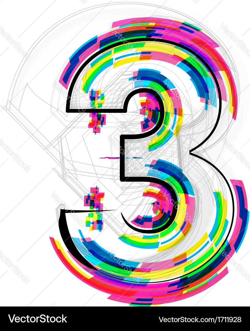 Colorful number 3 Royalty Free Vector Image - VectorStock