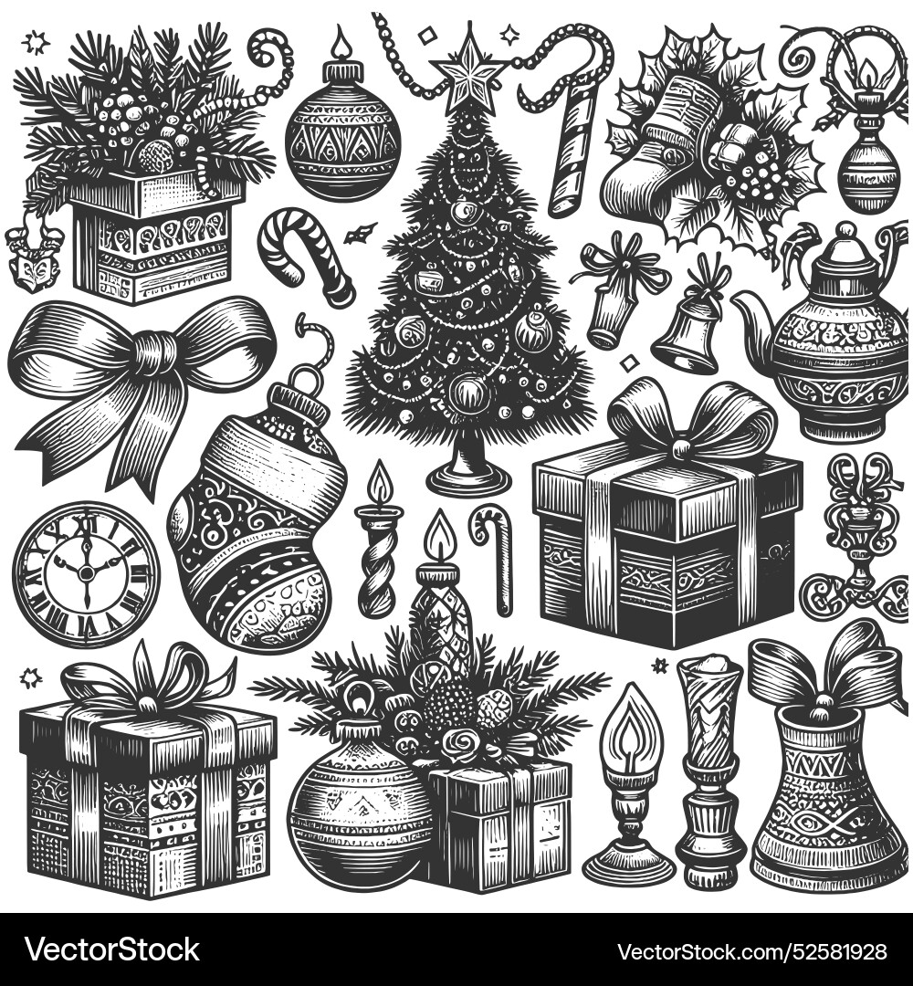 Festive christmas with holiday decorations Vector Image