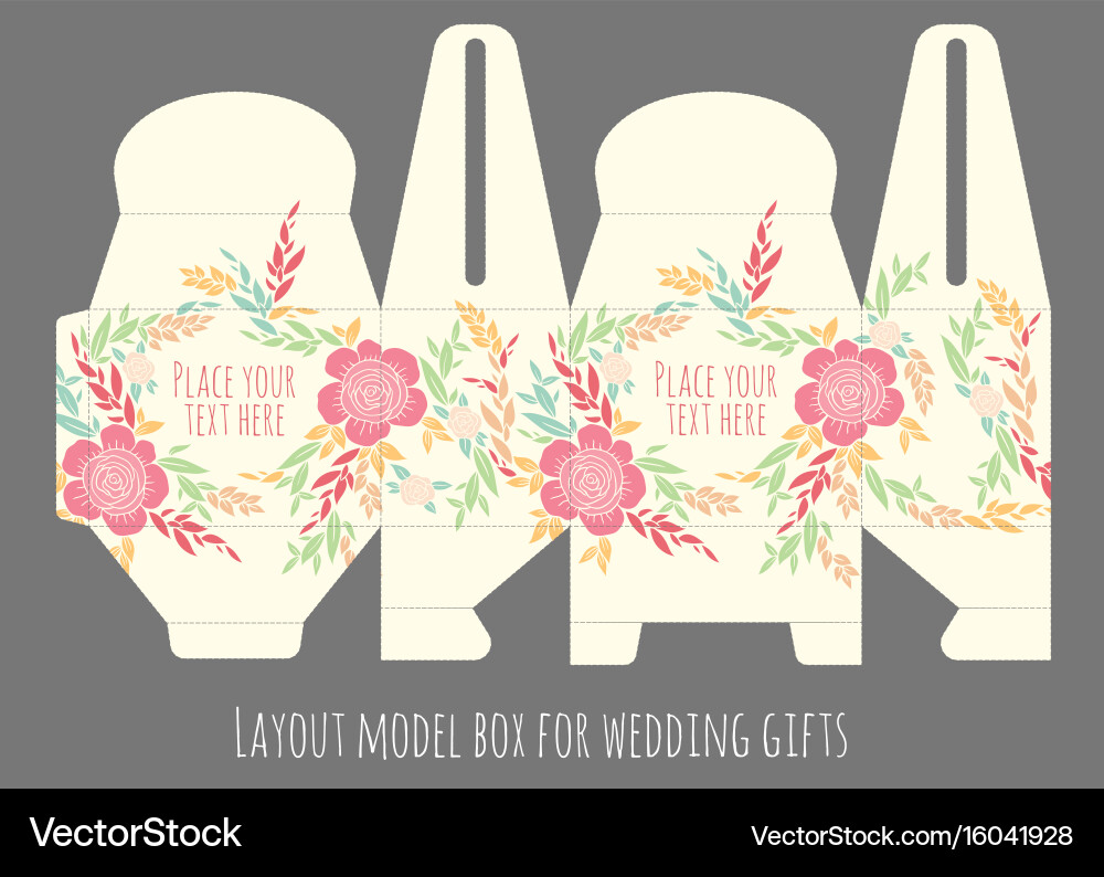 Gift wedding favor box template Royalty Free Vector Image
