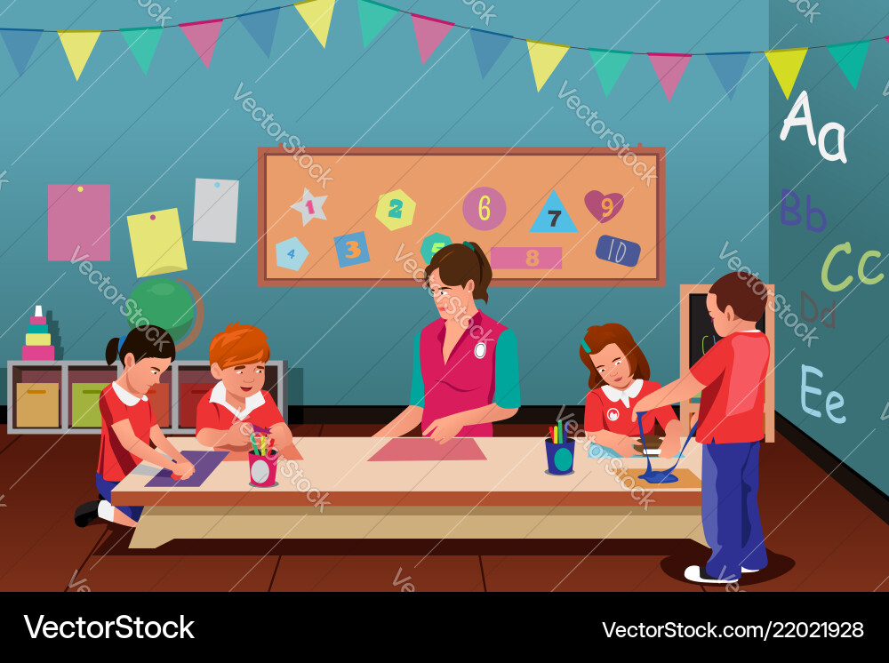 Kids in preschool Royalty Free Vector Image - VectorStock