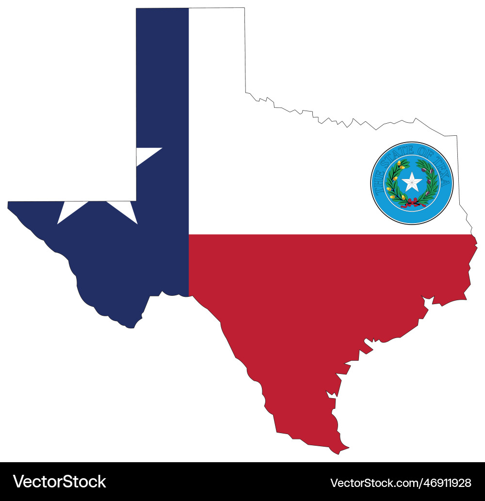 Map of texas state usa Royalty Free Vector Image