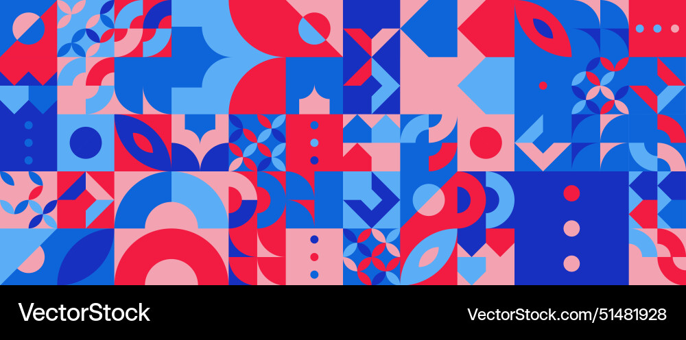 Pink red and blue geometric minimal pattern Vector Image
