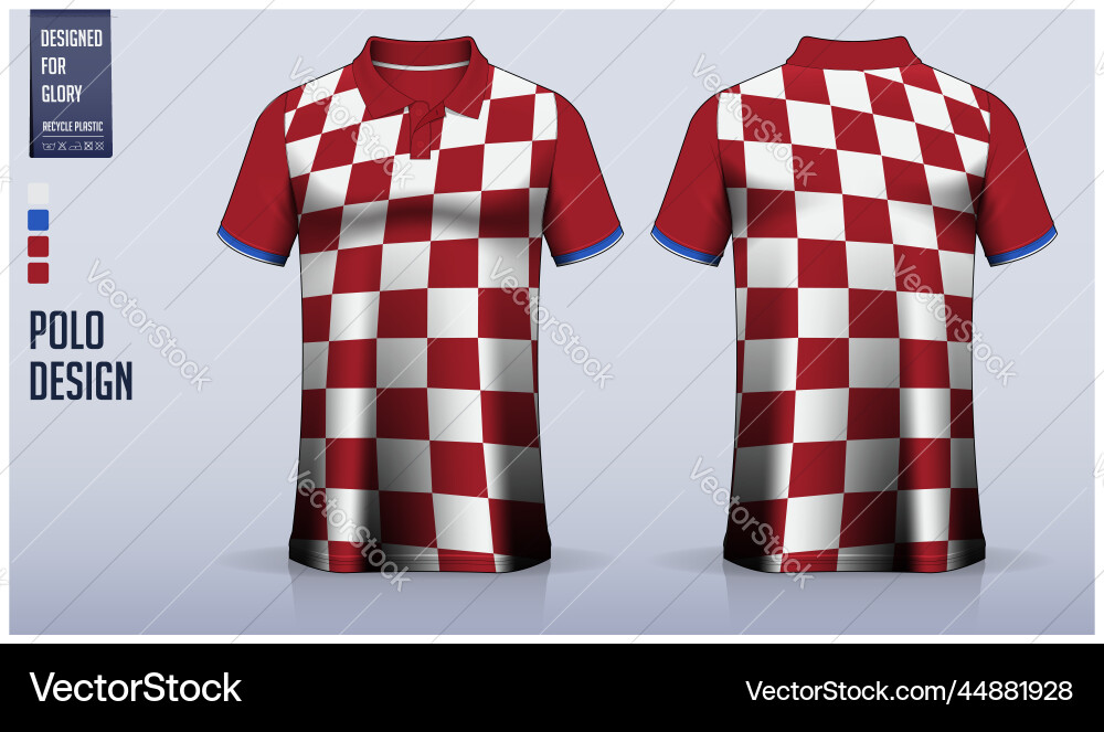Polo t-shirt mockup design checkered pattern Vector Image