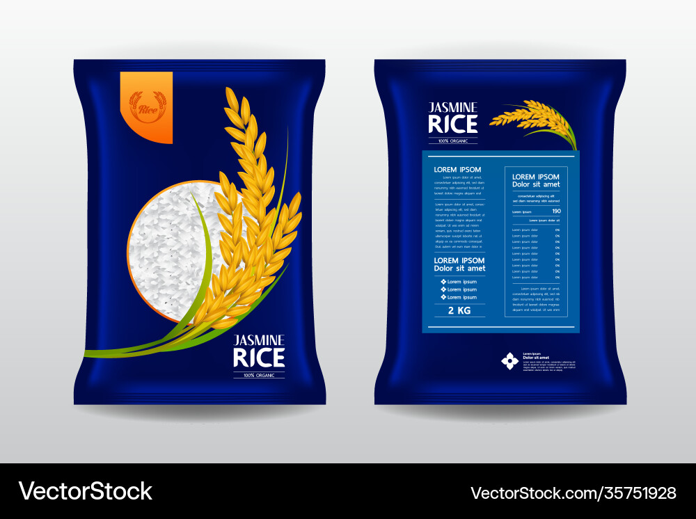 Premium rice product package mockup Royalty Free Vector