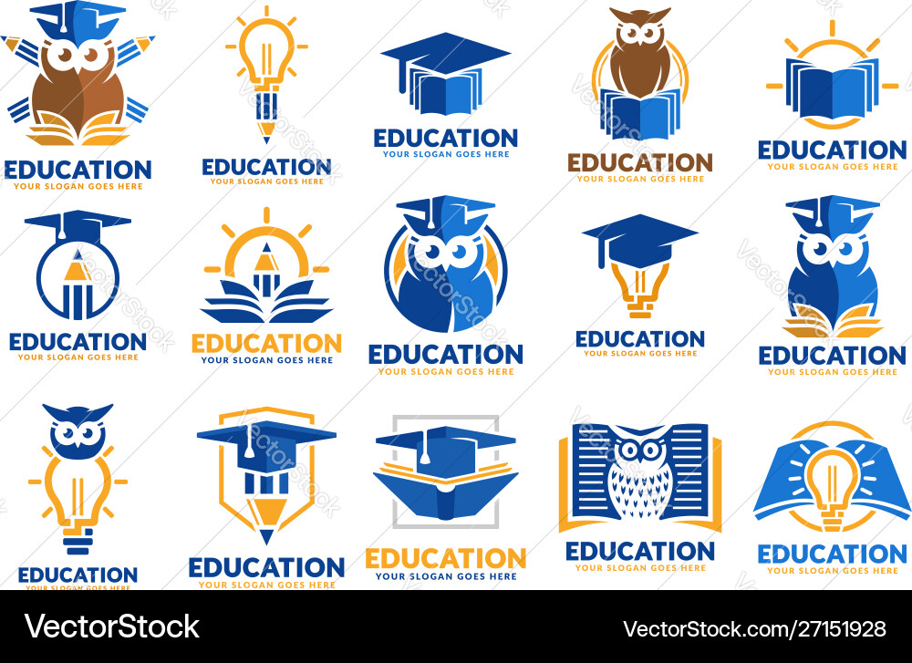 Set education logo design templates Royalty Free Vector