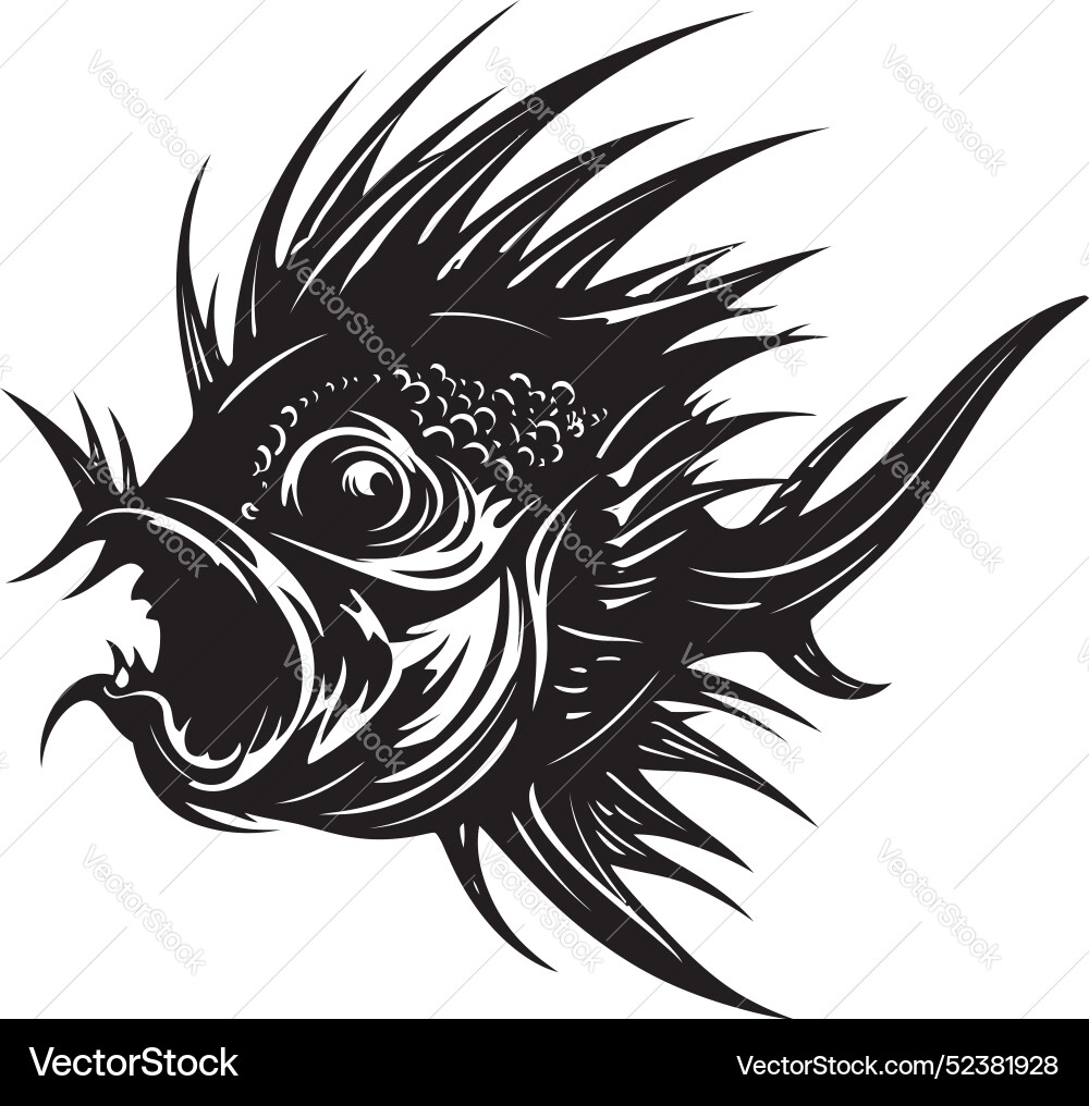 Sinister seafarer evil angular fish symbolism Vector Image