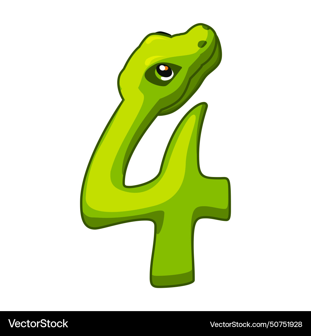 Snake font digit 4 cartoon four number Royalty Free Vector Snake font digit 4 cartoon four number Royalty Free Vector