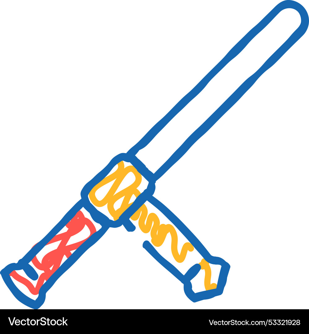 Tonfa weapon military icon doodle Royalty Free Vector Image