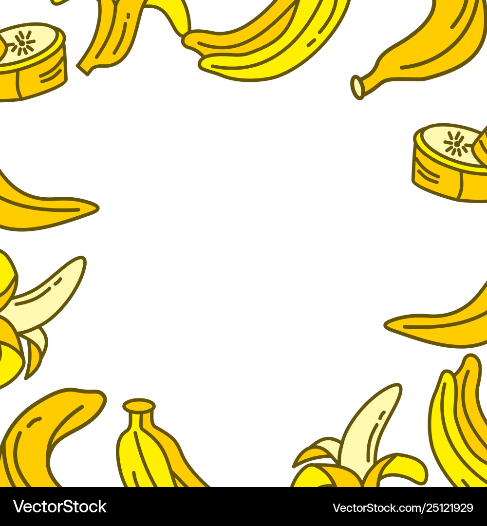 Banana fruit frame empty template Royalty Free Vector Image