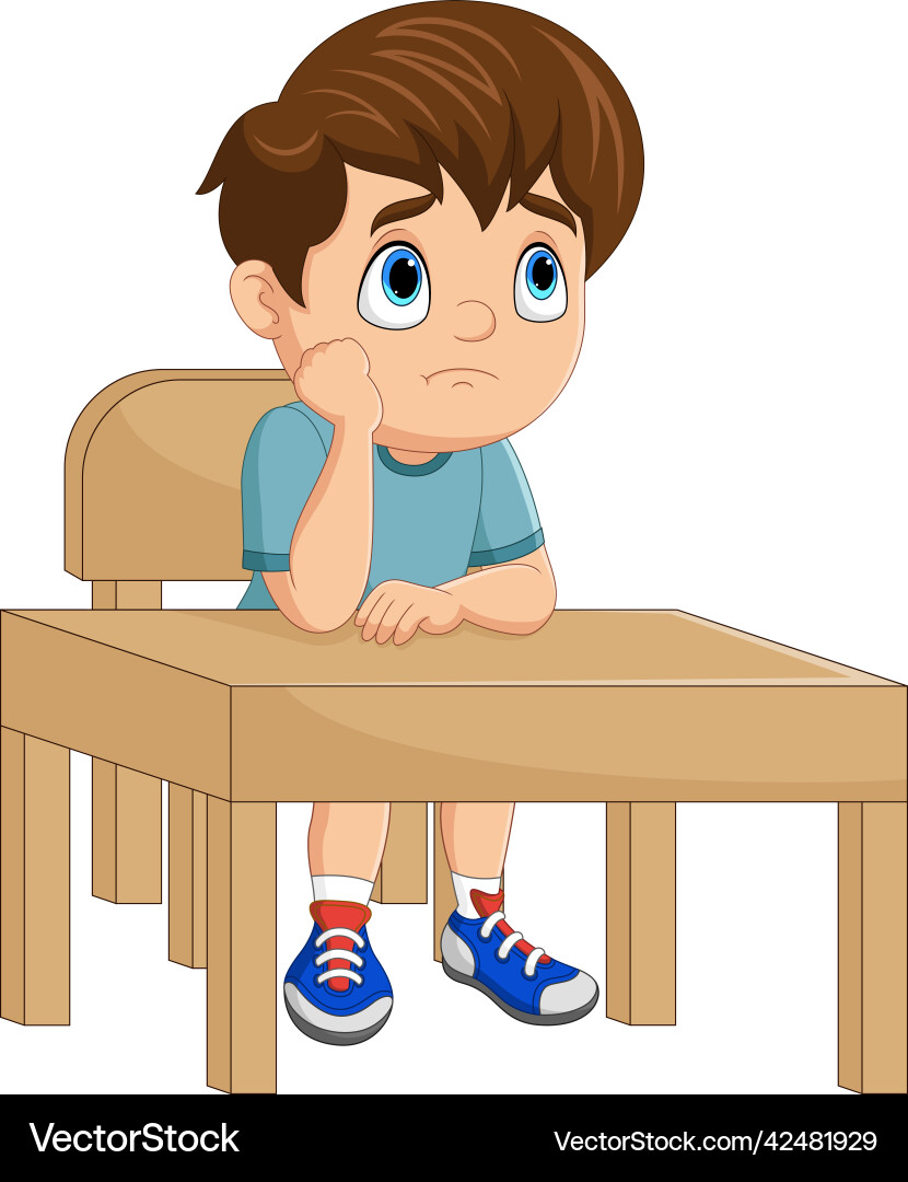 Bored Schoolboy - Cartoon Kid Royalty Free Vector Image