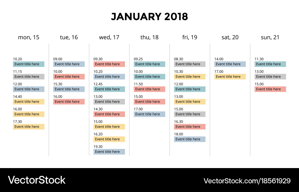 Calendar infographic table chart presentation Vector Image