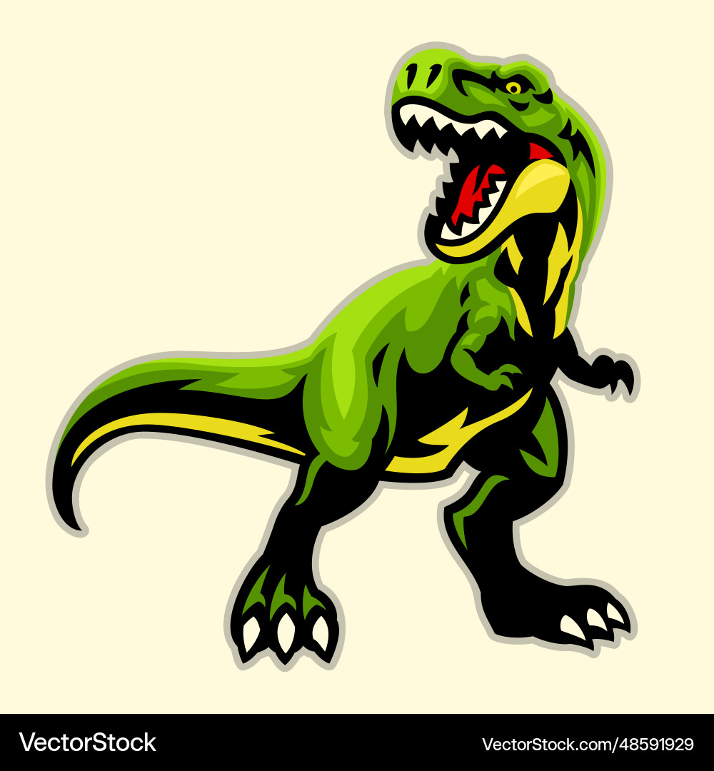Cartoon roaring t-rex dinosaur mascot Royalty Free Vector