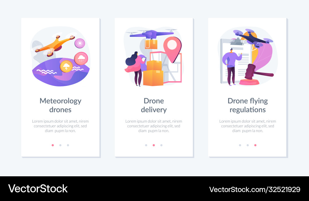 Commercial drone use app interface template Vector Image