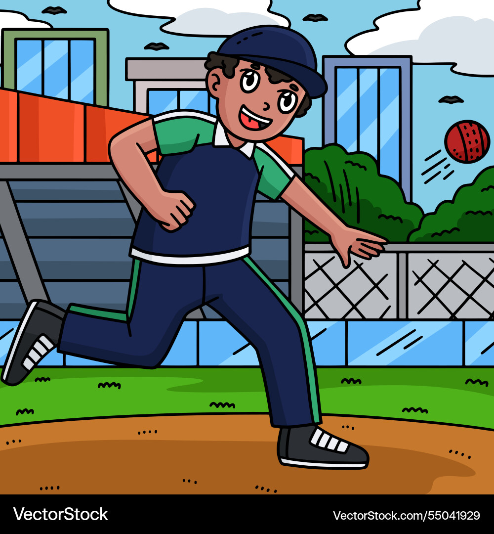 Cricket fielder throwing the ball back colored Vector Image