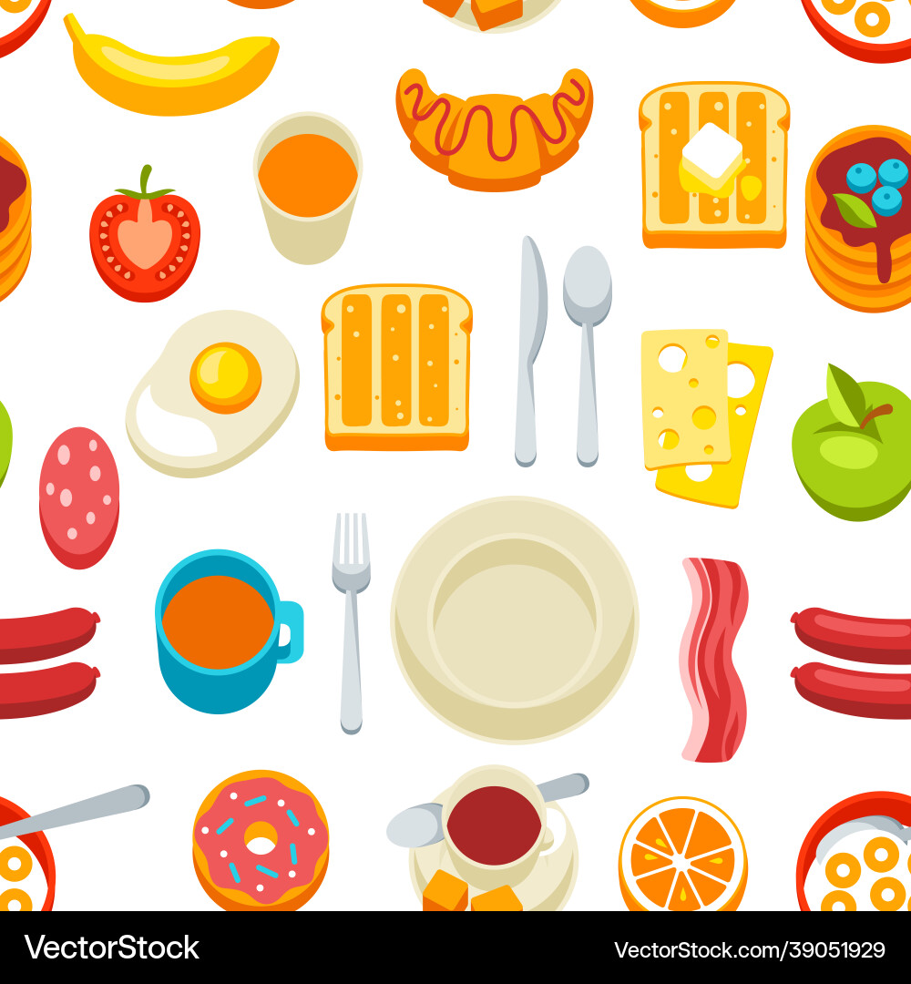 Delicious Breakfast Food Pattern Royalty Free Vector Image
