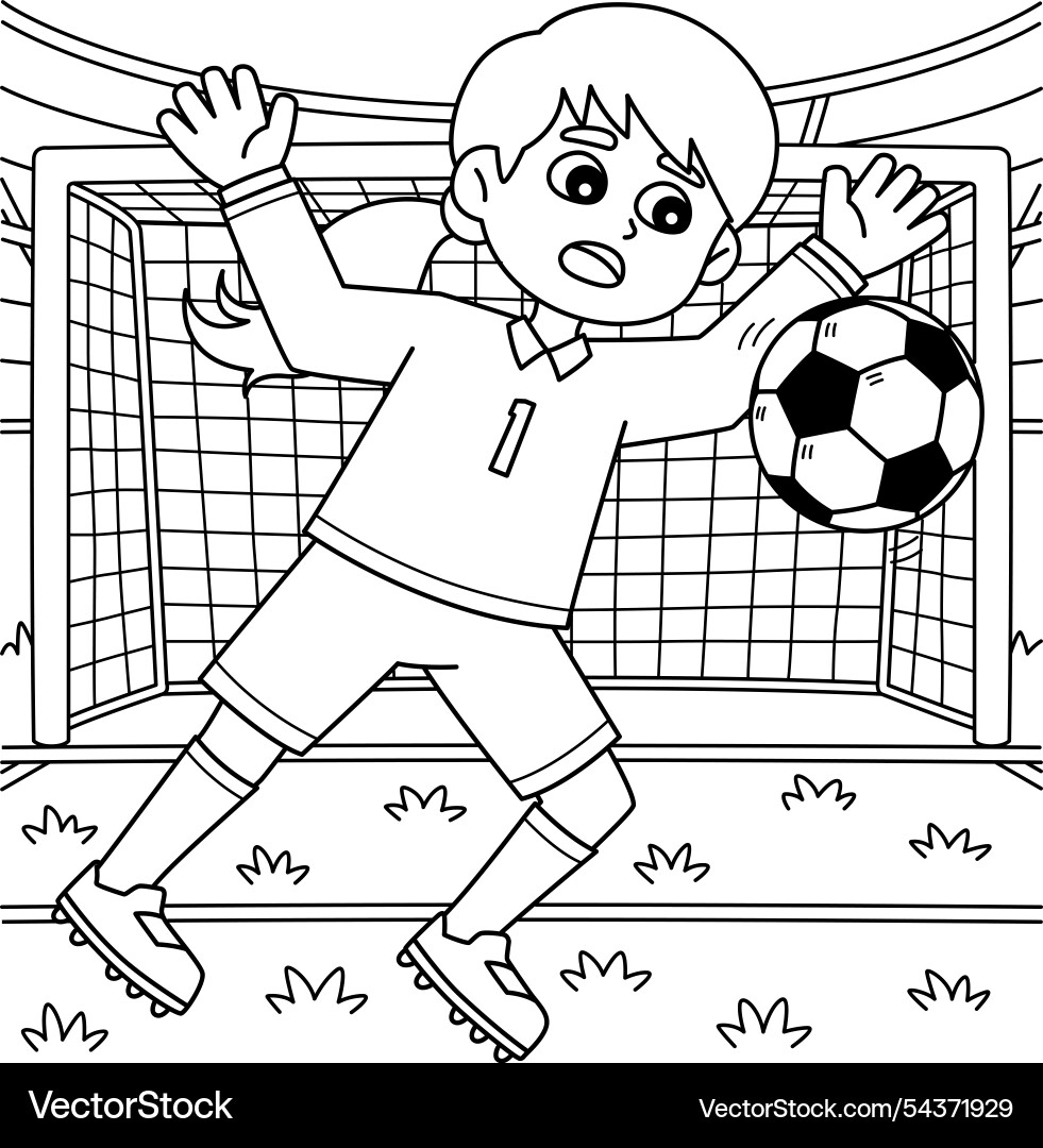 Female soccer player goalkeeper coloring page Vector Image