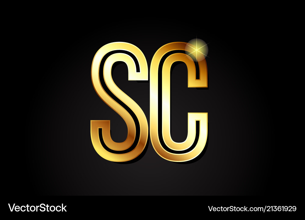 Gold alphabet letter sc s c logo combination icon Vector Image