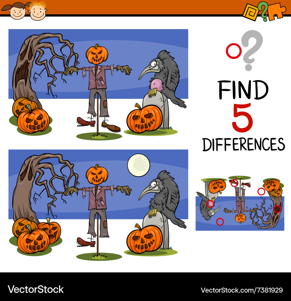 Halloween Differences Game Royalty Free Vector Image