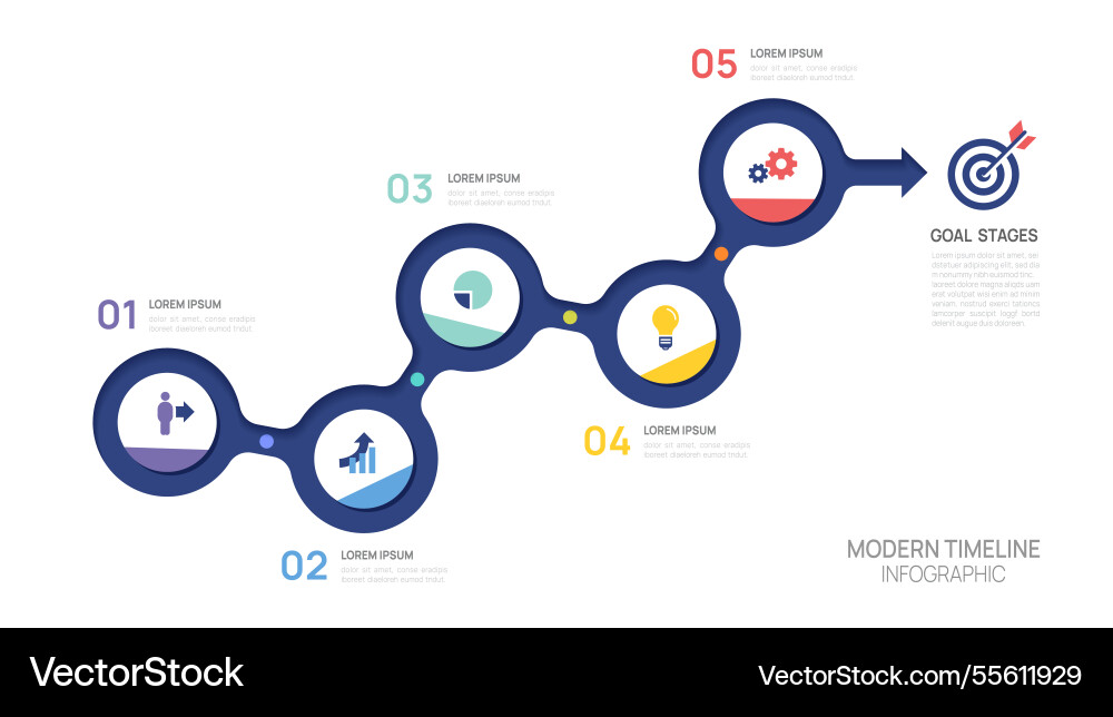 Infographics arrow symbol timeline with circle Vector Image